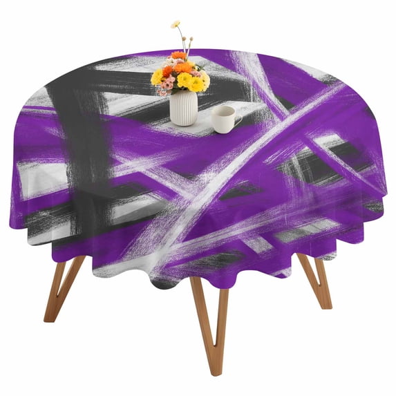 Abstract Purple Waves Round Tablecloth 54 inches Modern Minimalist ...