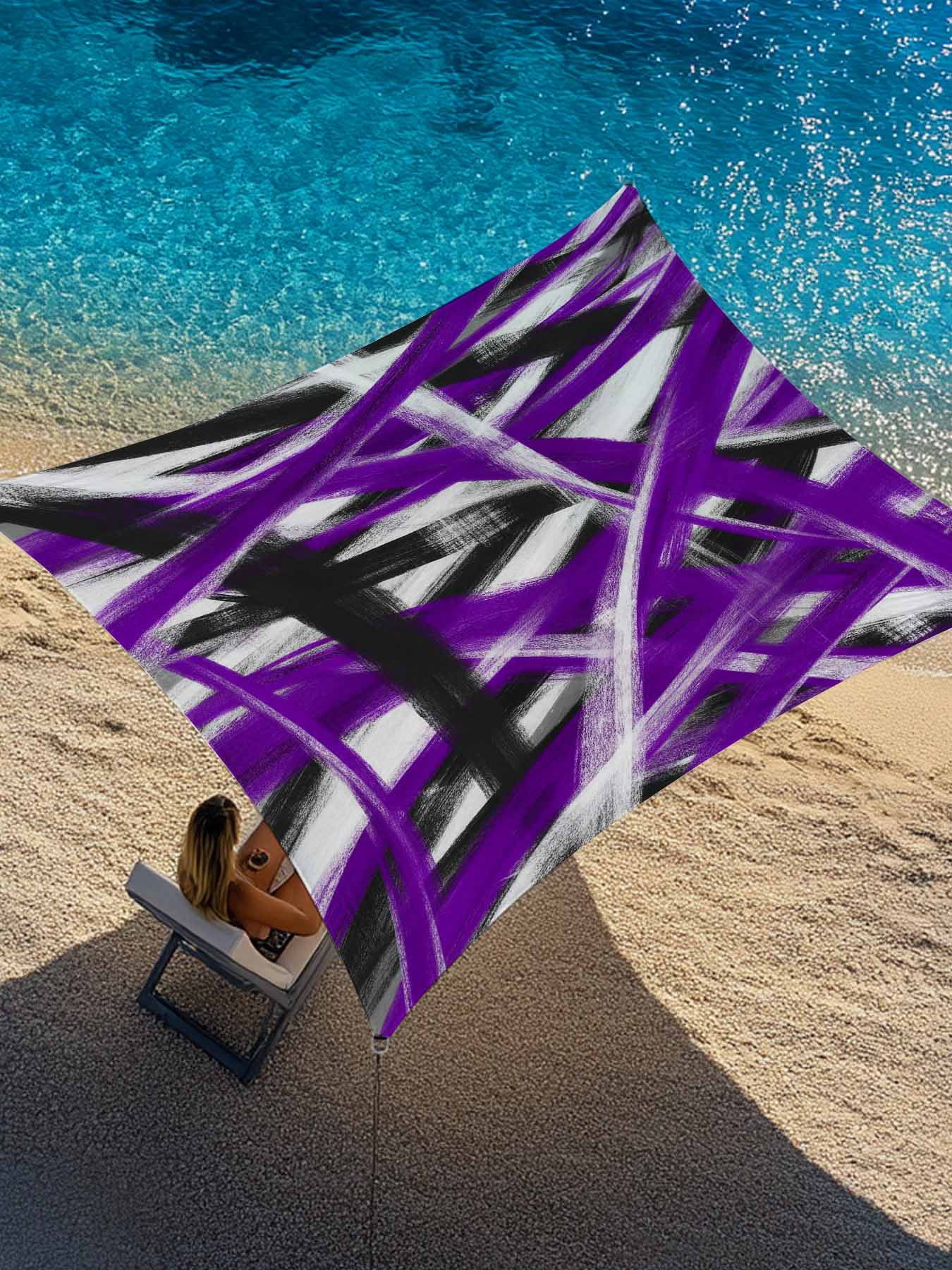 Abstract Purple Waves Sun Shade Sail 12' x 16', Modern Minimalist ...