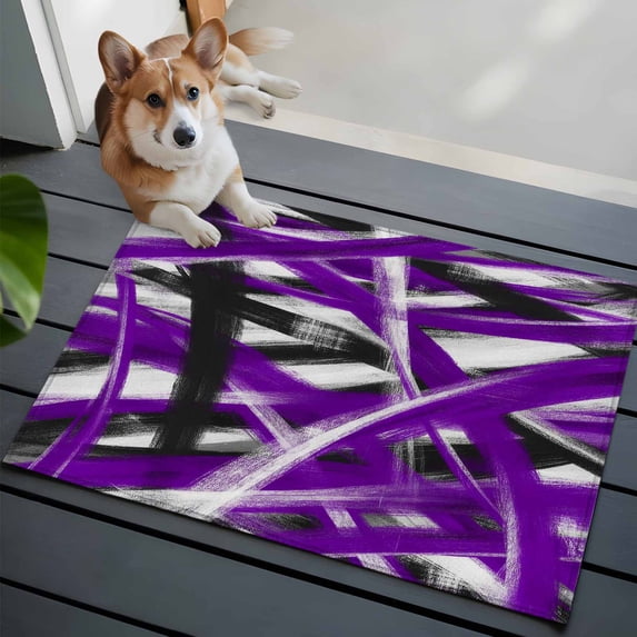 Abstract Purple Waves Washable Entry Rug 2x3 Modern Minimalist Purple ...