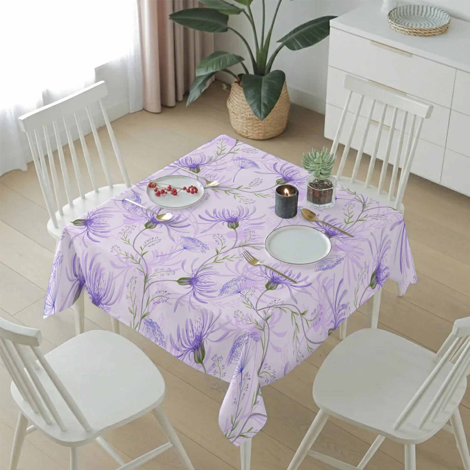 Abstract Purple Wild Flower Table Cloth 60x60in, Waterproof Square ...