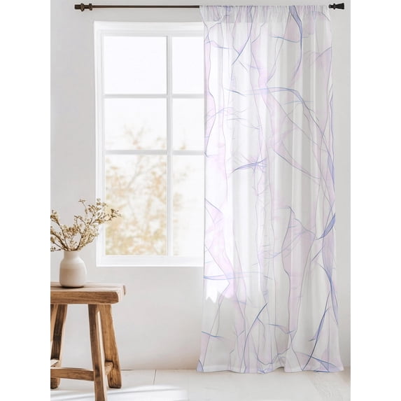 Abstract Purpler Sheer Curtains 96 Inch Long 1 Panel Gradient Marble ...