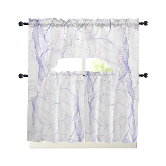 Abstract Purpler Swag Valance and Tier Curtains Set Gradient Marble ...