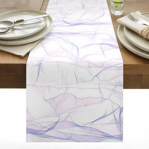 Abstract Purpler Table Runner 13x72 inch Gradient Marble Texture Cotton ...