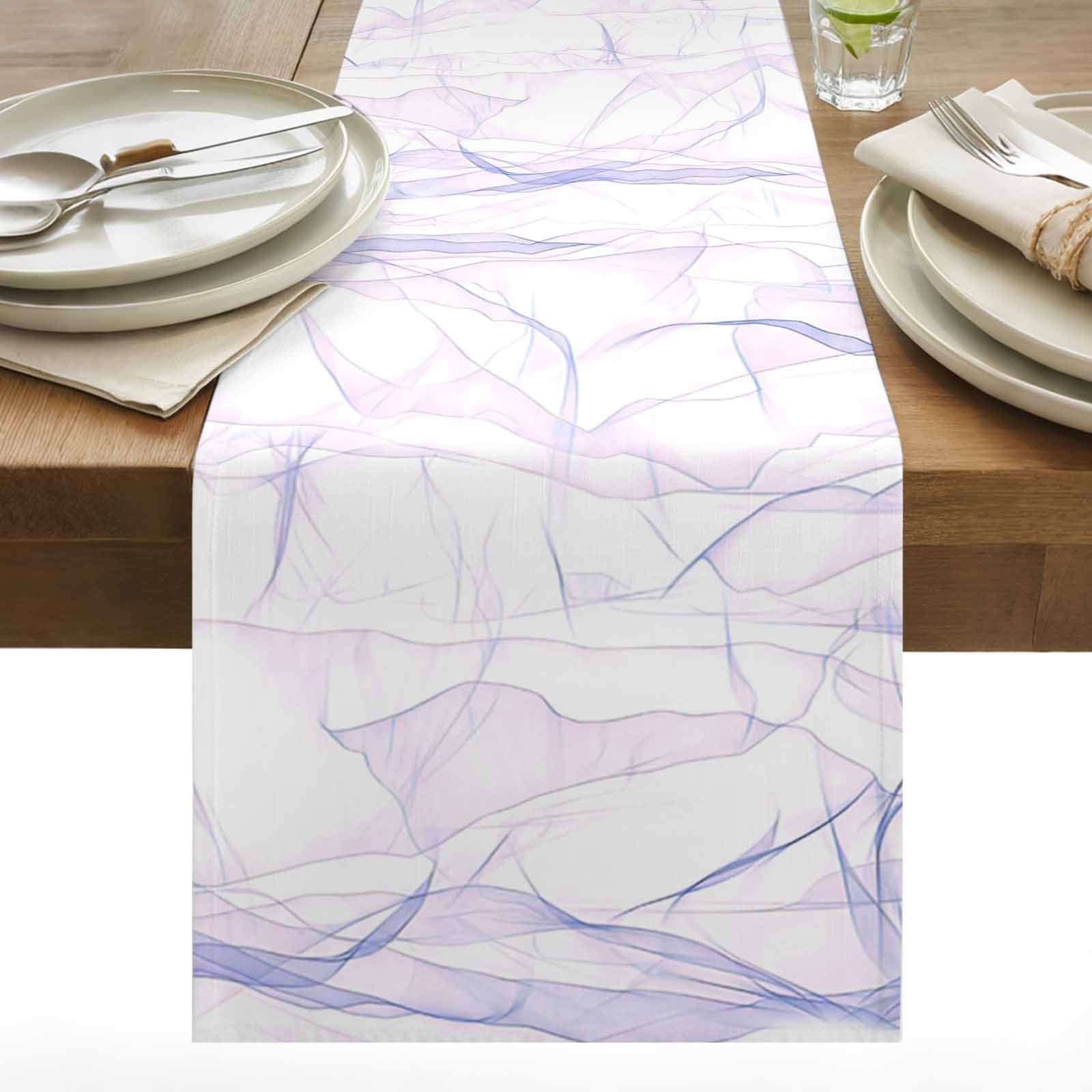 Abstract Purpler Table Runner 13x90 inch Gradient Marble Texture Cotton ...