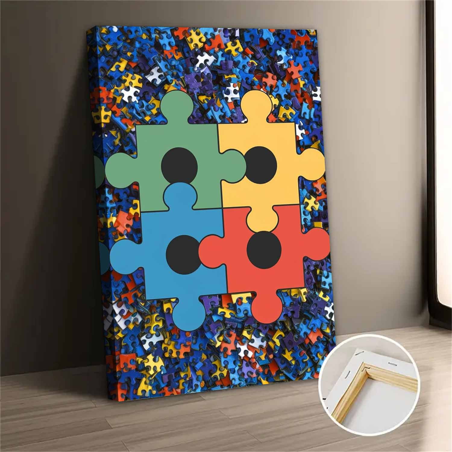 Abstract Puzzle Canvas Wall Art Print For Bedroom Living Room Decor ...
