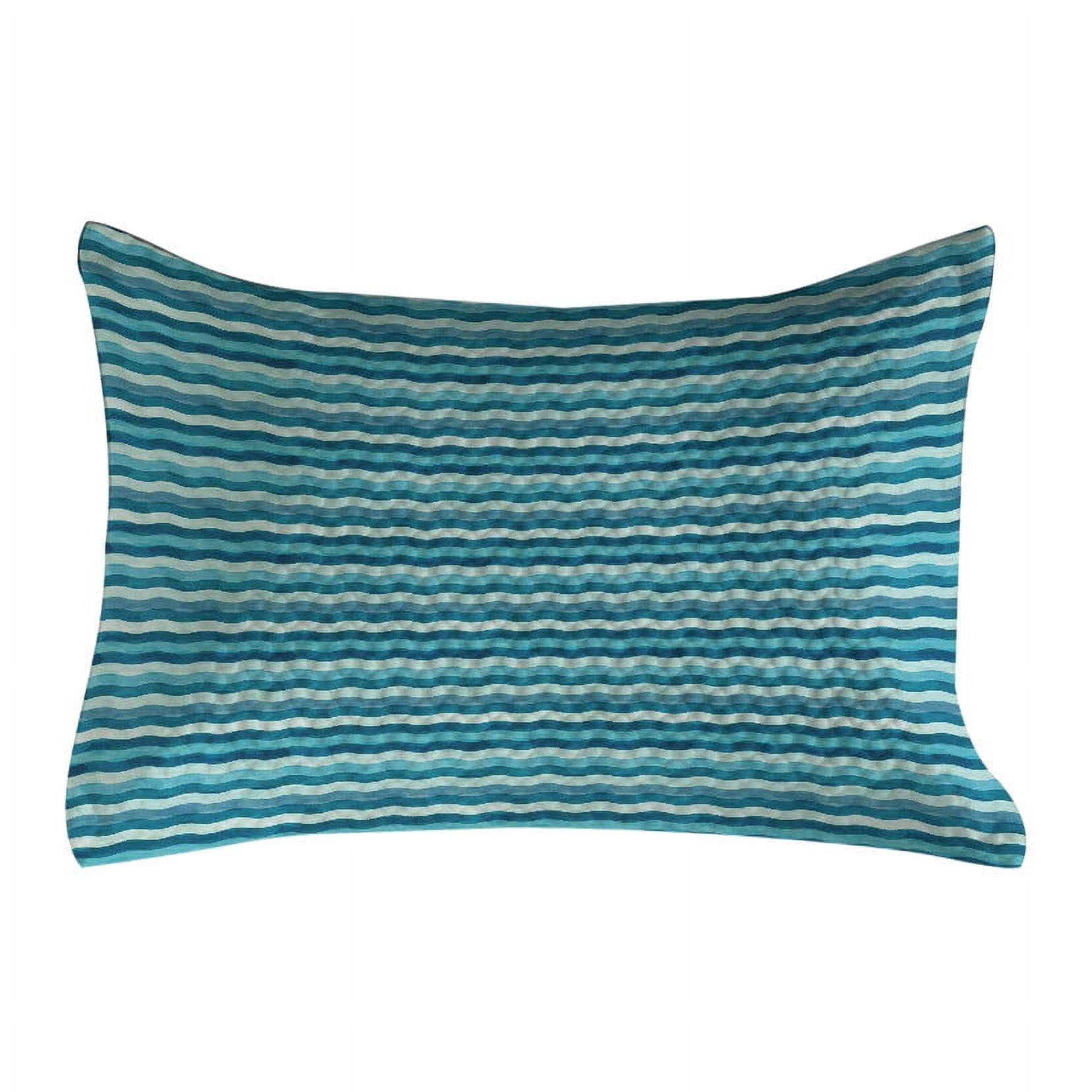Abstract Quilted Pillowcover, Ocean Themed Wave Design Marine Aquatic ...