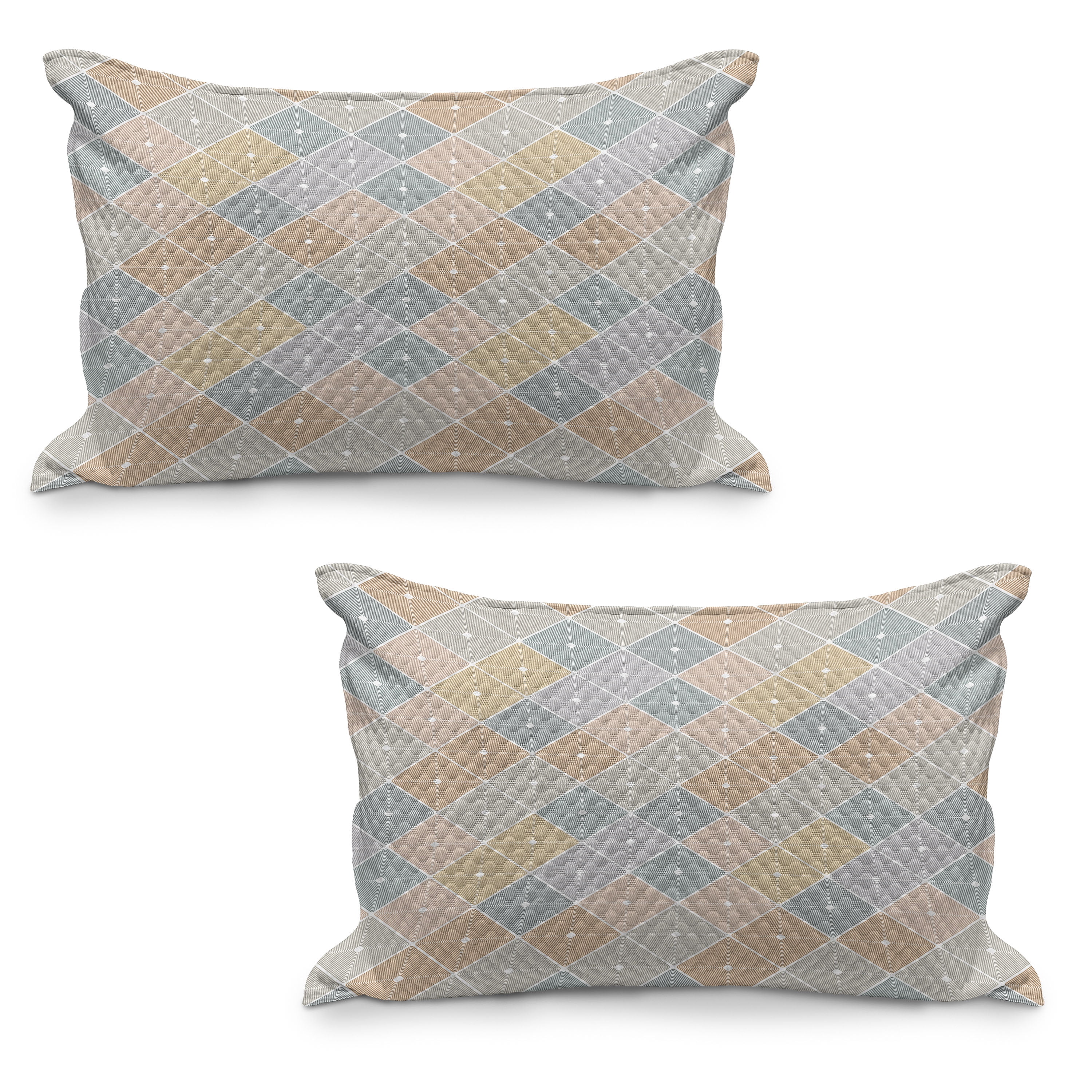 Abstract Quilted Pillowcover Set of 2, Modern and Soft Toned ...