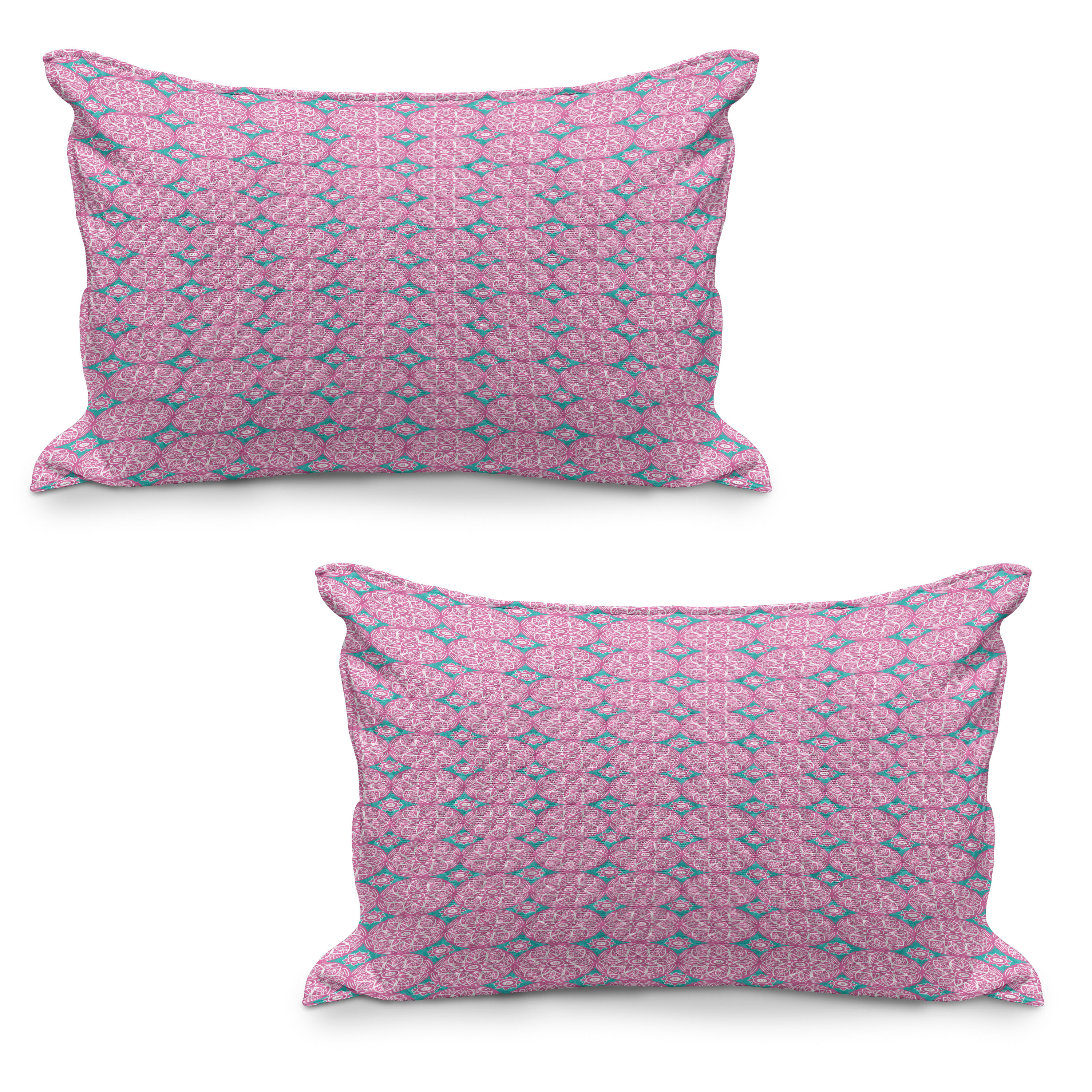 Abstract Quilted Pillowcover Set of 2, Oriental Pattern of Round Motifs ...