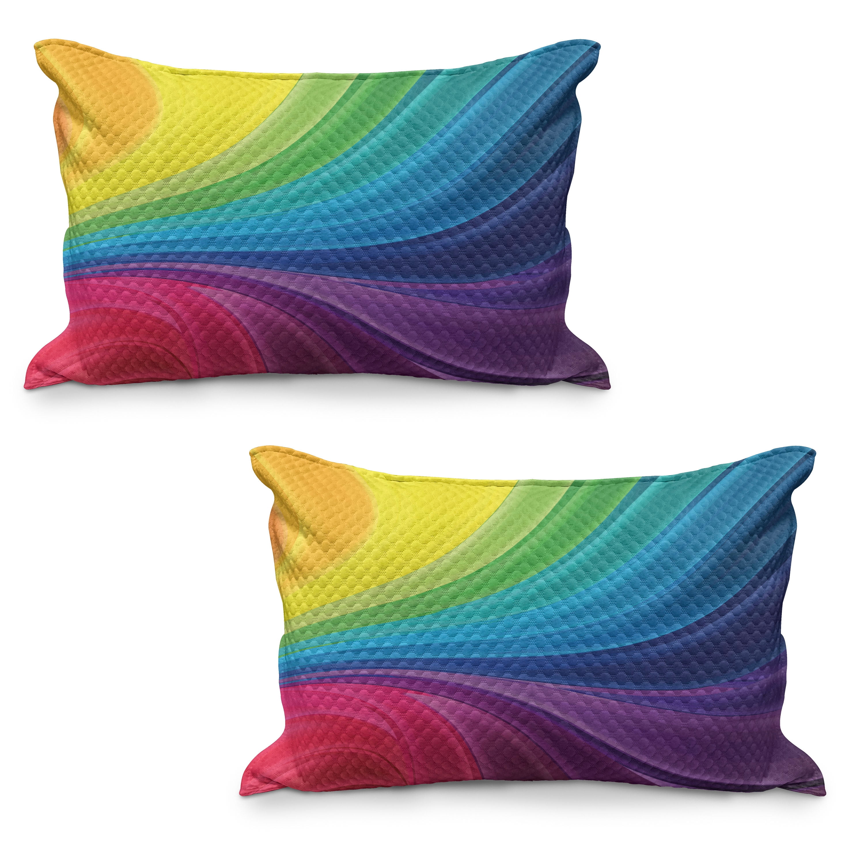 Abstract Quilted Pillowcover Set of 2, Abstract Smooth Rainbow Inspired ...