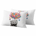 Abstract Raccoon Outdoor Pillow Covers Set of 2 Colored Heart Paint Red ...