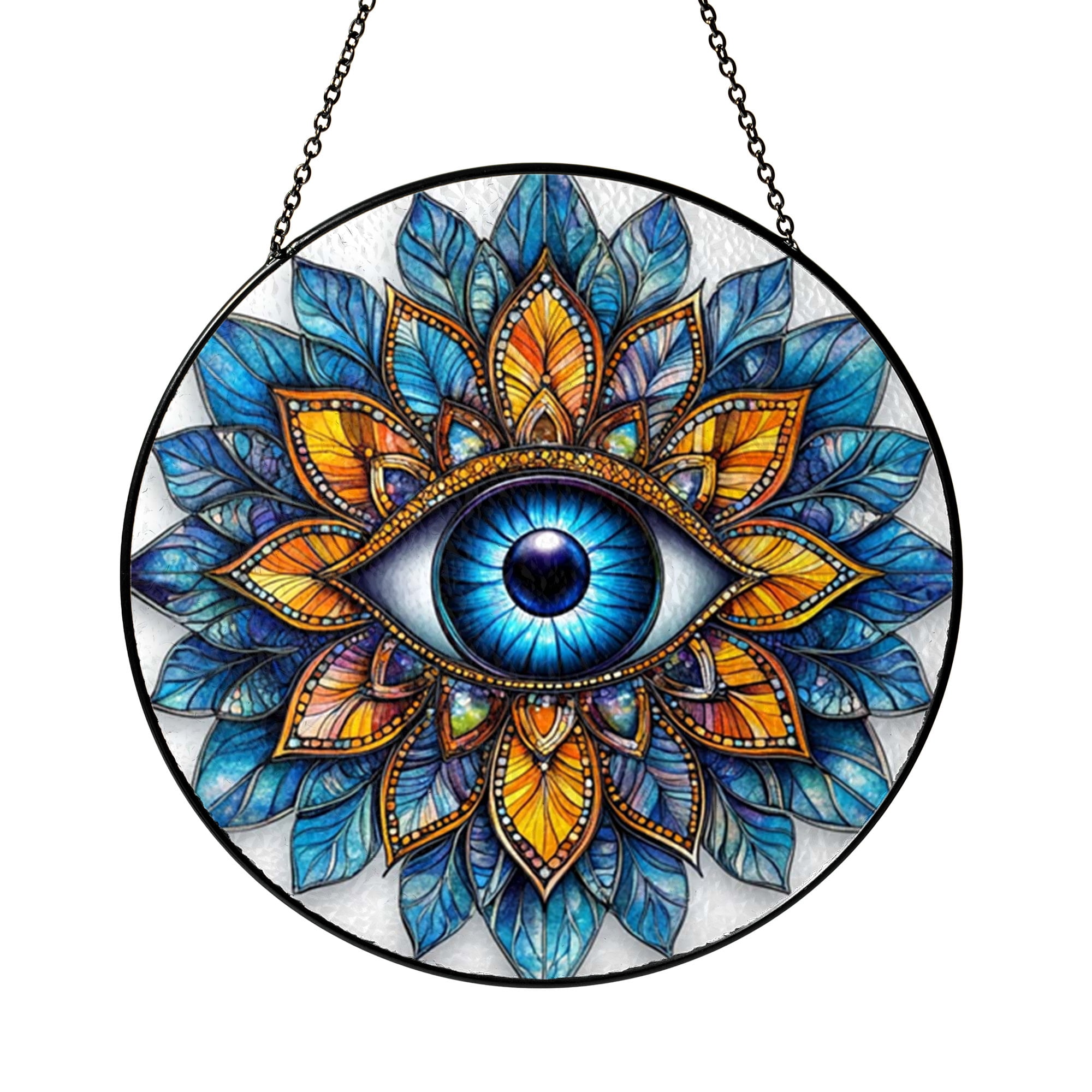 Abstract Radial Pattern Stained Glass Style Suncatcher – Decorative ...