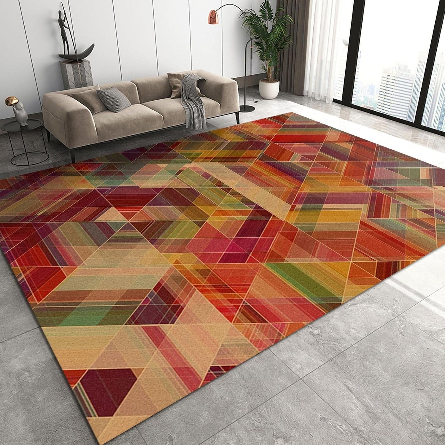 Abstract Rainbow Color Geometry Area Rugs, 5x6 Nordic Passionate ...