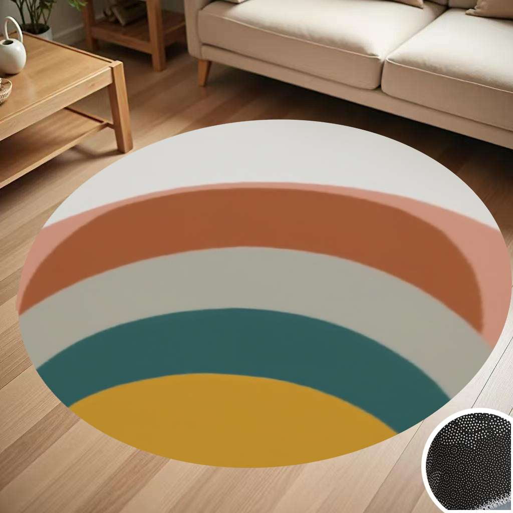 Abstract Rainbow Colorful Circles Art Round Carpet Living Room Bedroom ...