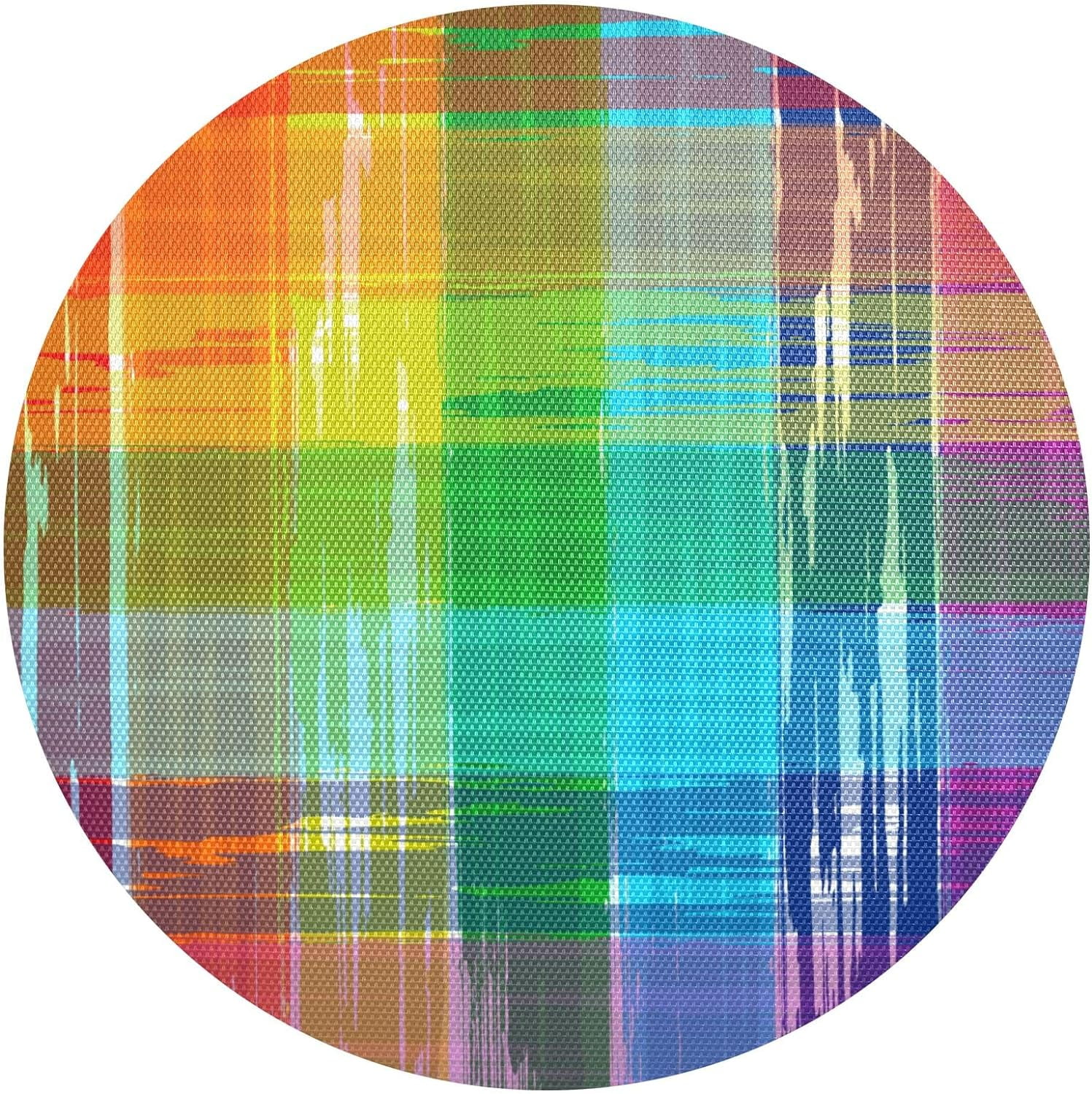 Abstract Rainbow Colorful Geometric Round Place Mats Set of 1, Heat ...