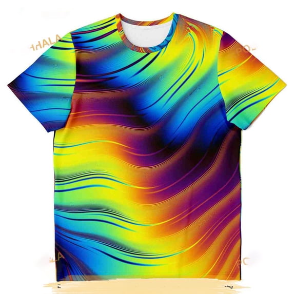Abstract Rainbow Colorful Waves Psychedelic 3D Shirt - Walmart.com