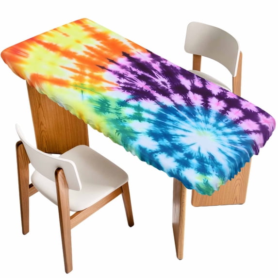 Abstract Rainbow Fitted Rectangle Tablecloth 32" x 96" Modern Blue ...