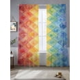 Abstract Rainbow Geometric Chiffon Sheer Curtains 84 Inches Long ...