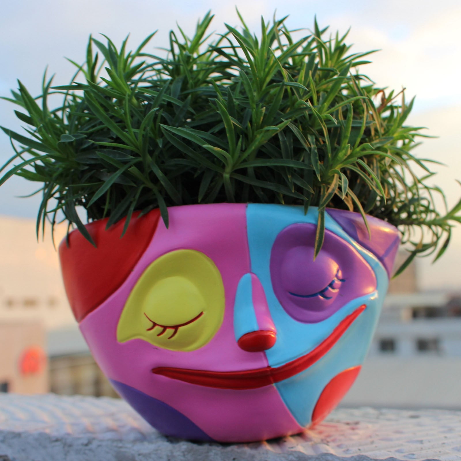 Abstract Rainbow Head Planter, Unique Face Plant Pot with Drainage, Cute Eclectic Flower ...