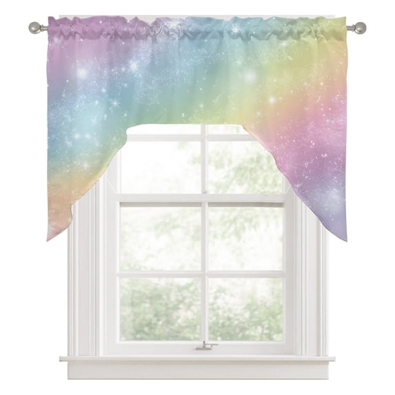 Abstract Rainbow Kitchen Curtains Swag Valance for Windows/Bathroom ...
