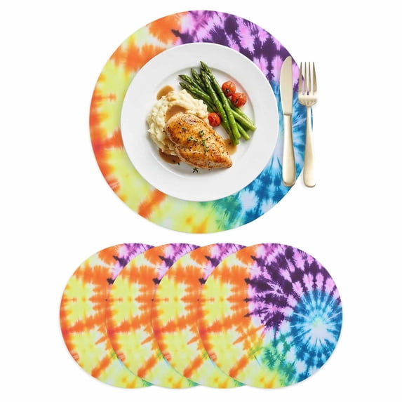 Abstract Rainbow Leather Placemats Set of 4, 15 Inch, Modern Blue ...