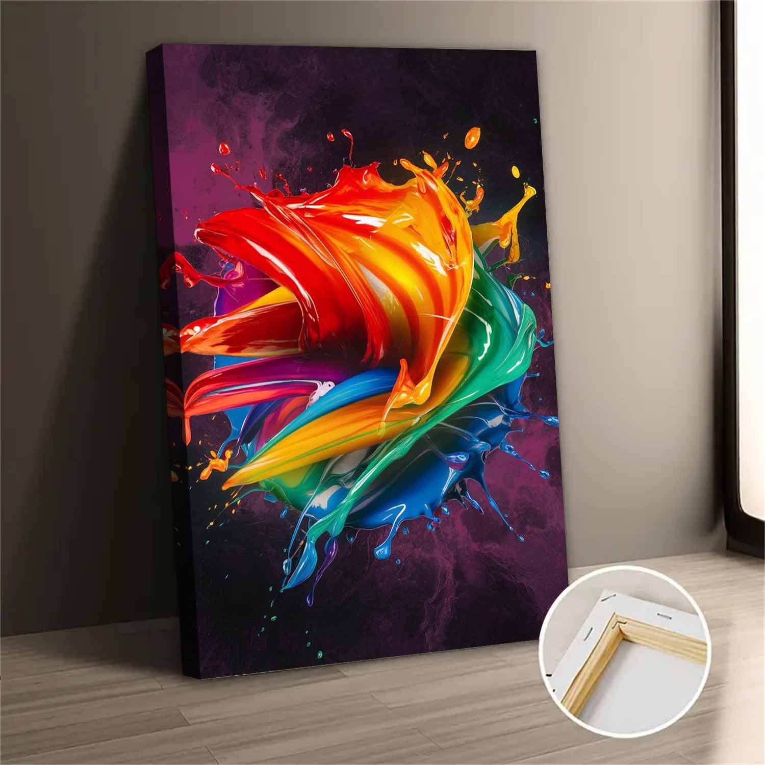 Abstract Rainbow Paint Splash Canvas Wall Art For Bedroom Living Room - Walmart.com