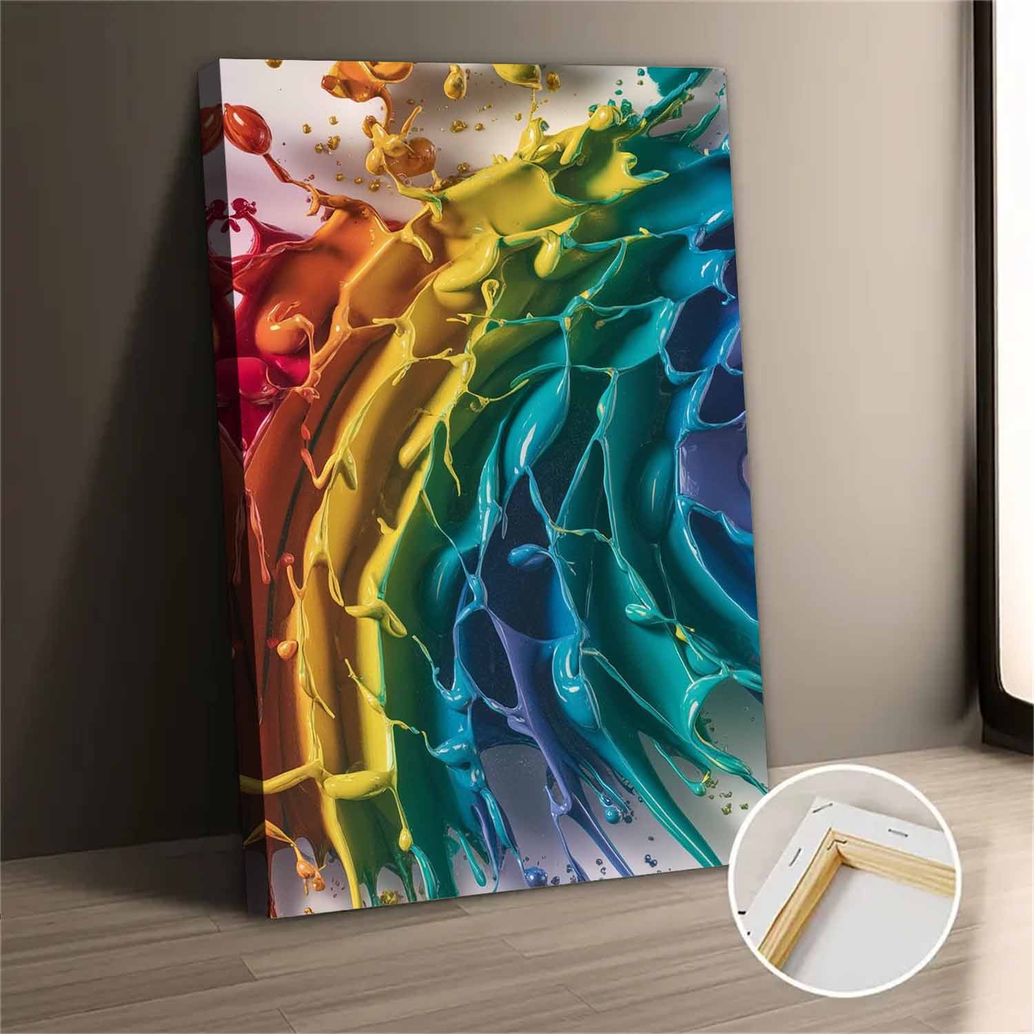 Abstract Rainbow Paint Splash Canvas Wall Art - Walmart.com