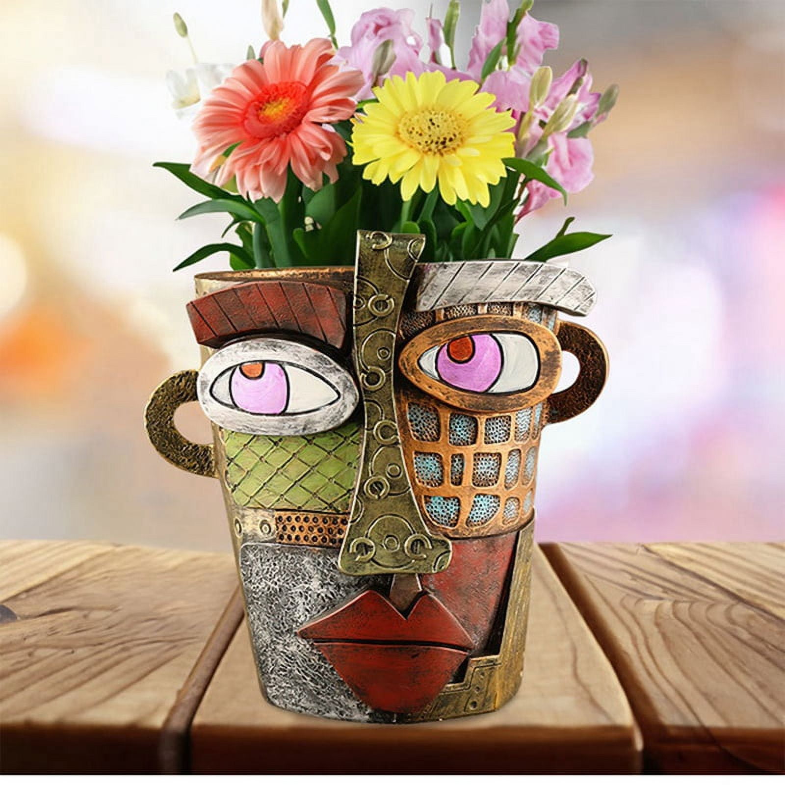Abstract Rainbow Head Planter, Graffiti Face Planter with Drainage ...