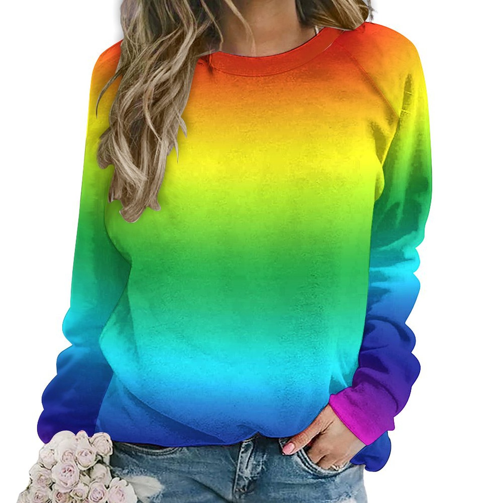 Abstract Rainbow Print Hoodies Wave Liquid Shape Classic Oversize ...