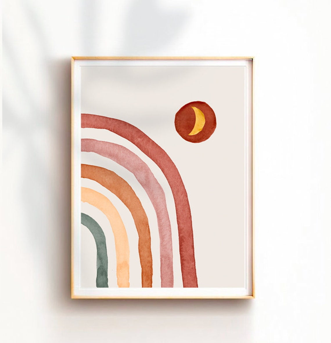 Abstract Rainbow Print, Terracotta Boho Rainbow Wall Art, Minimalist ...