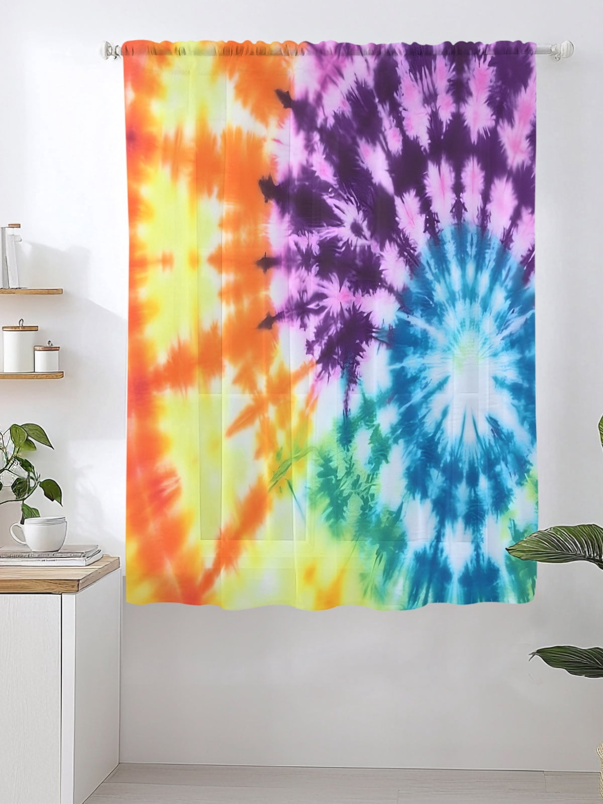 Abstract Rainbow Sheer Curtains 72 Inch Long 1 Panel Modern Blue Purple ...