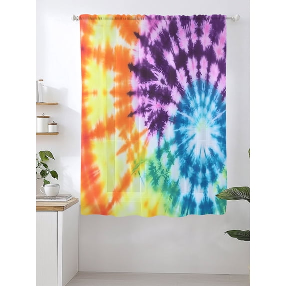 Abstract Rainbow Sheer Curtains 72 Inch Long 1 Panel Modern Blue Purple ...