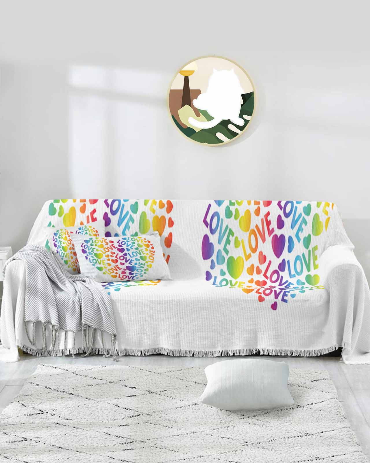 Abstract Rainbow Sofa Couch Covers for 3 Cushion Couch,Washable L Shape ...