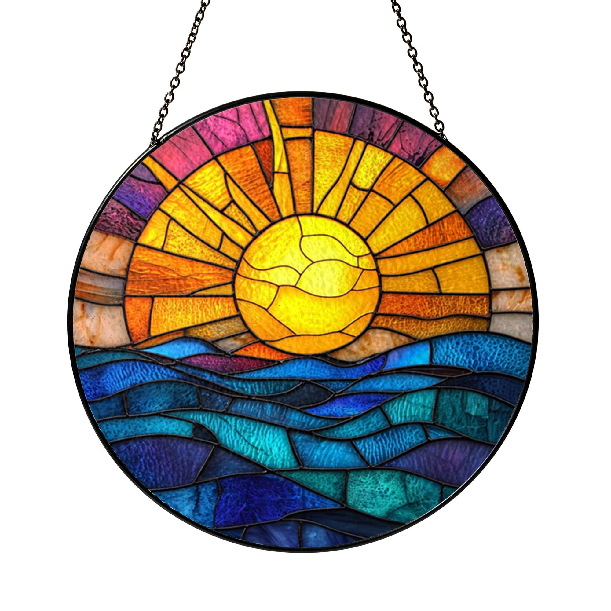 Abstract Rainbow Sun Stained Glass Suncatcher – Colorful Decorative ...