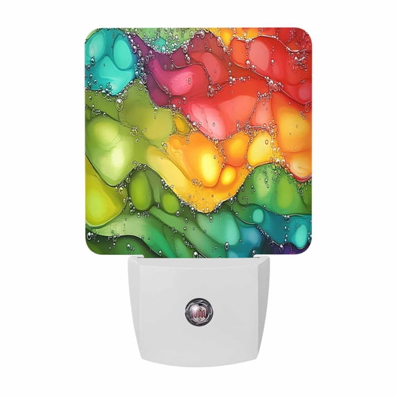 Abstract Rainbow Wave Plug-in LED Night Lights Yellow Red Green Auto ...