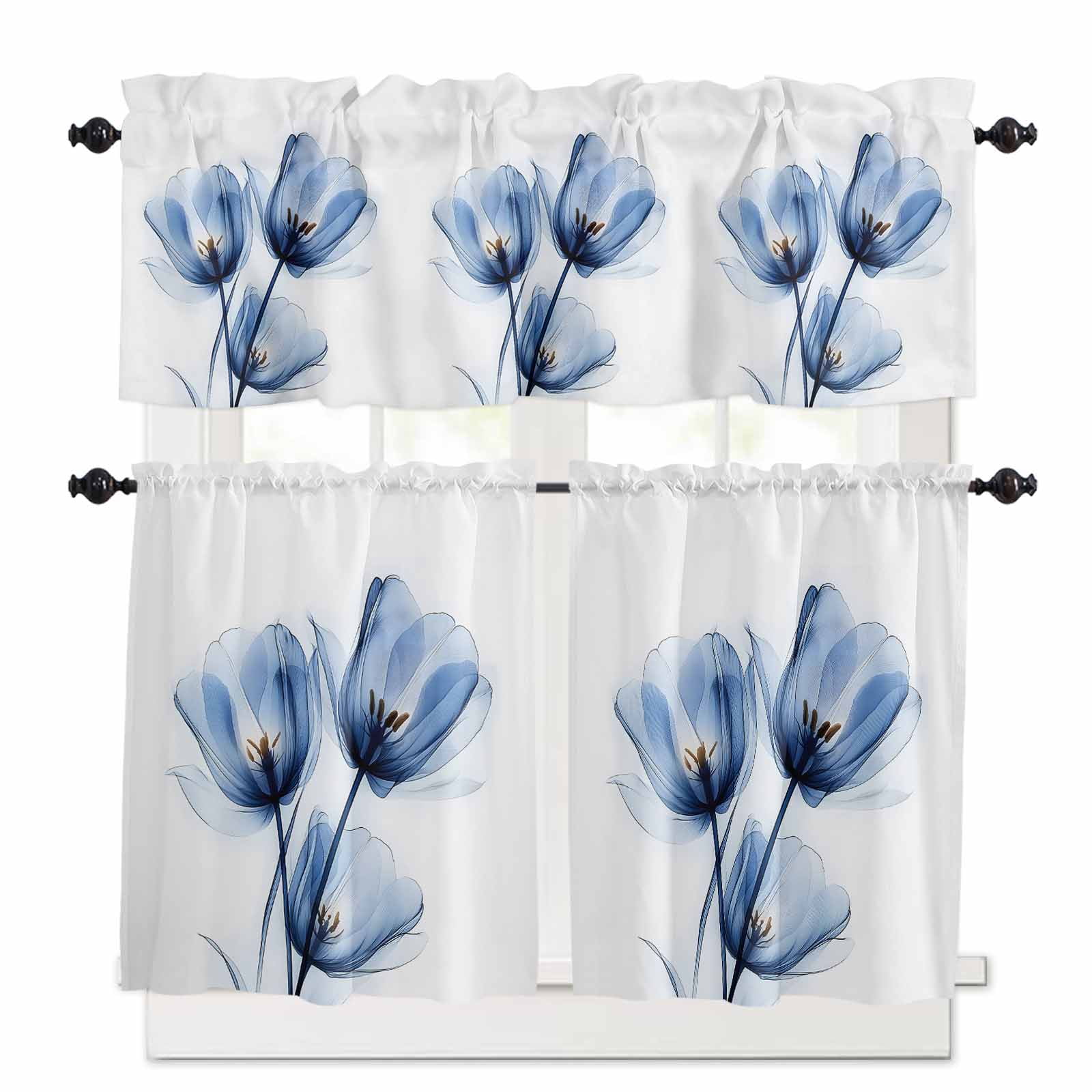 Abstract Ray Tulip Kitchen Curtains Valance and Tier Set Transparent ...