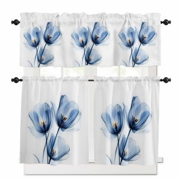 Abstract Ray Tulip Kitchen Curtains Valance and Tier Set Transparent ...