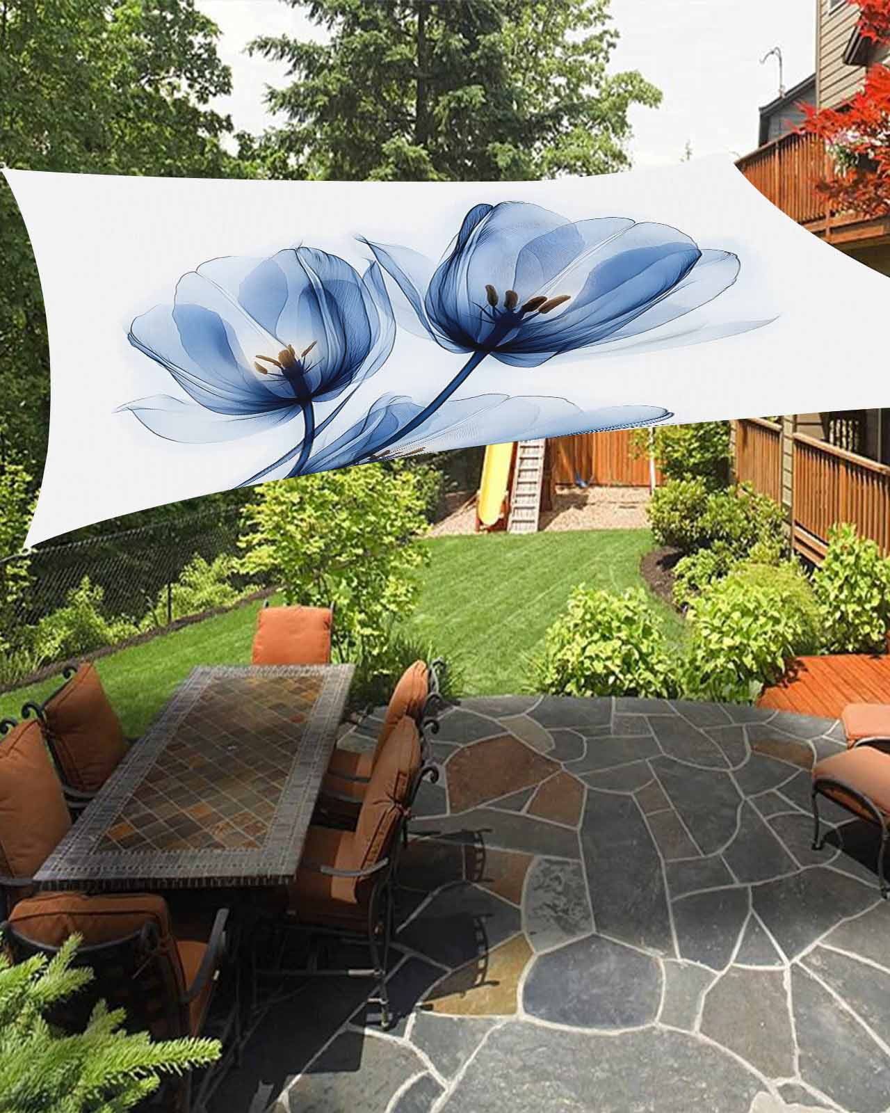 Abstract Ray Tulip Sun Shade Sail 8'X10' Transparent Blue Flower UV ...