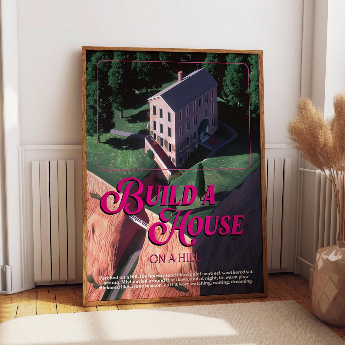 Abstract Realism House Wall Art - Build A House On A Hill Architectural ...