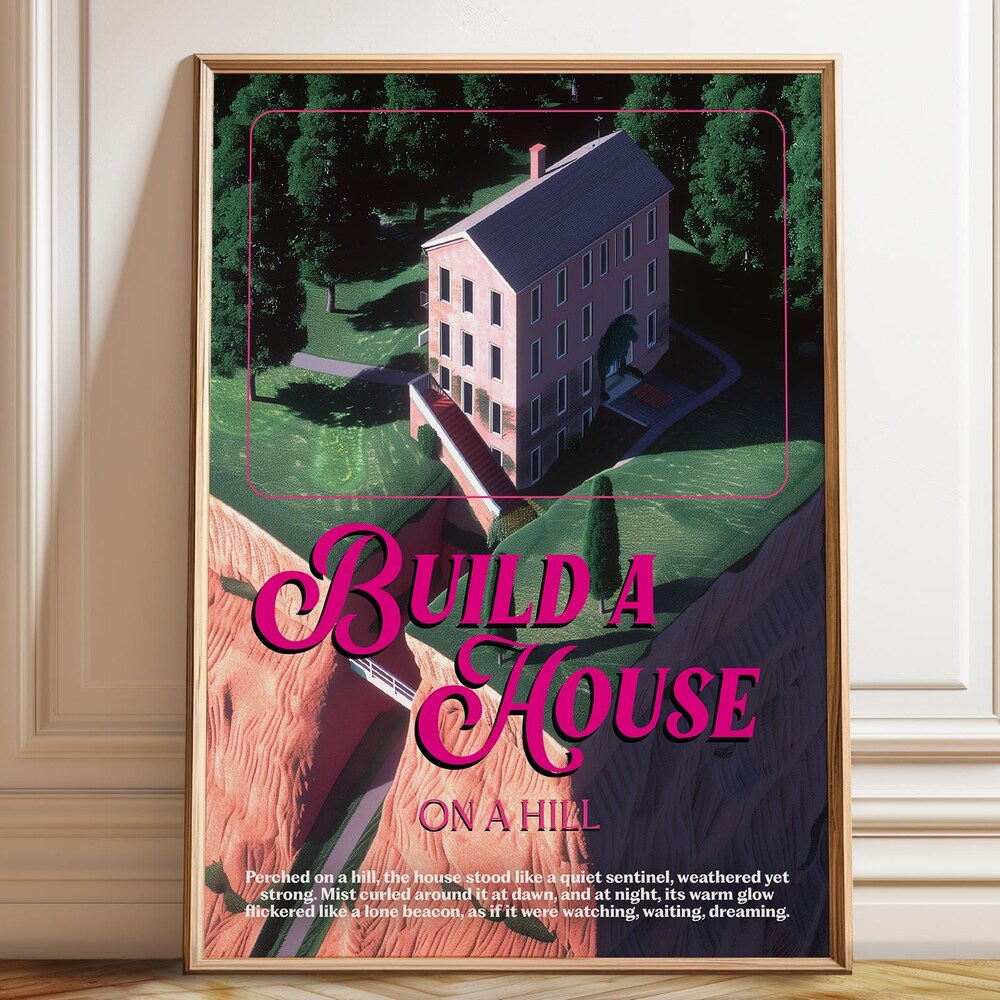 Abstract Realism House Wall Art - House On A Hill Architectural Fantasy ...