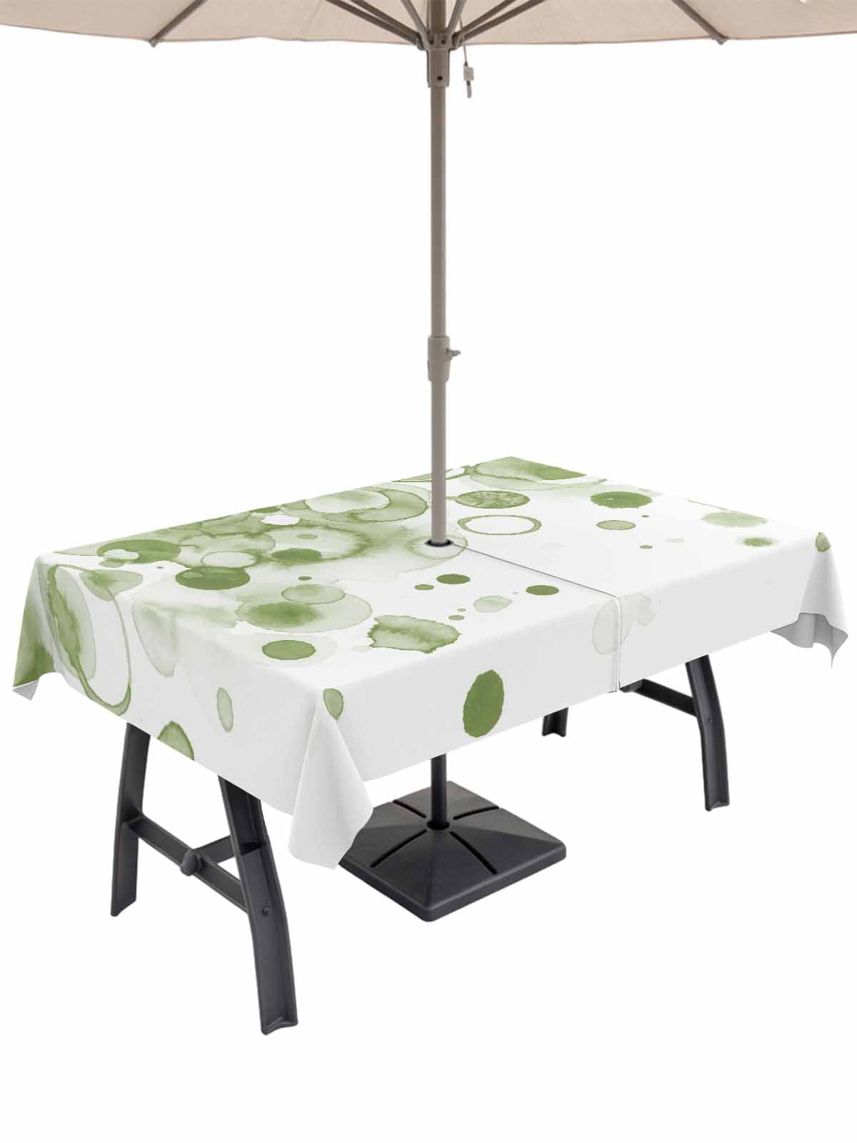 Abstract Rectangle Outdoor Tablecloth with Umbrella Hole Green Gradient ...