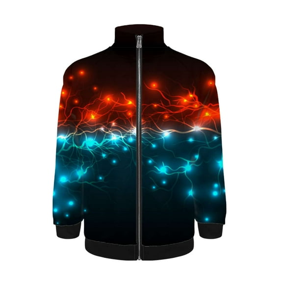 Abstract Red And Blue Lightning Jacket Men's Street Cool Long Sleeves ...