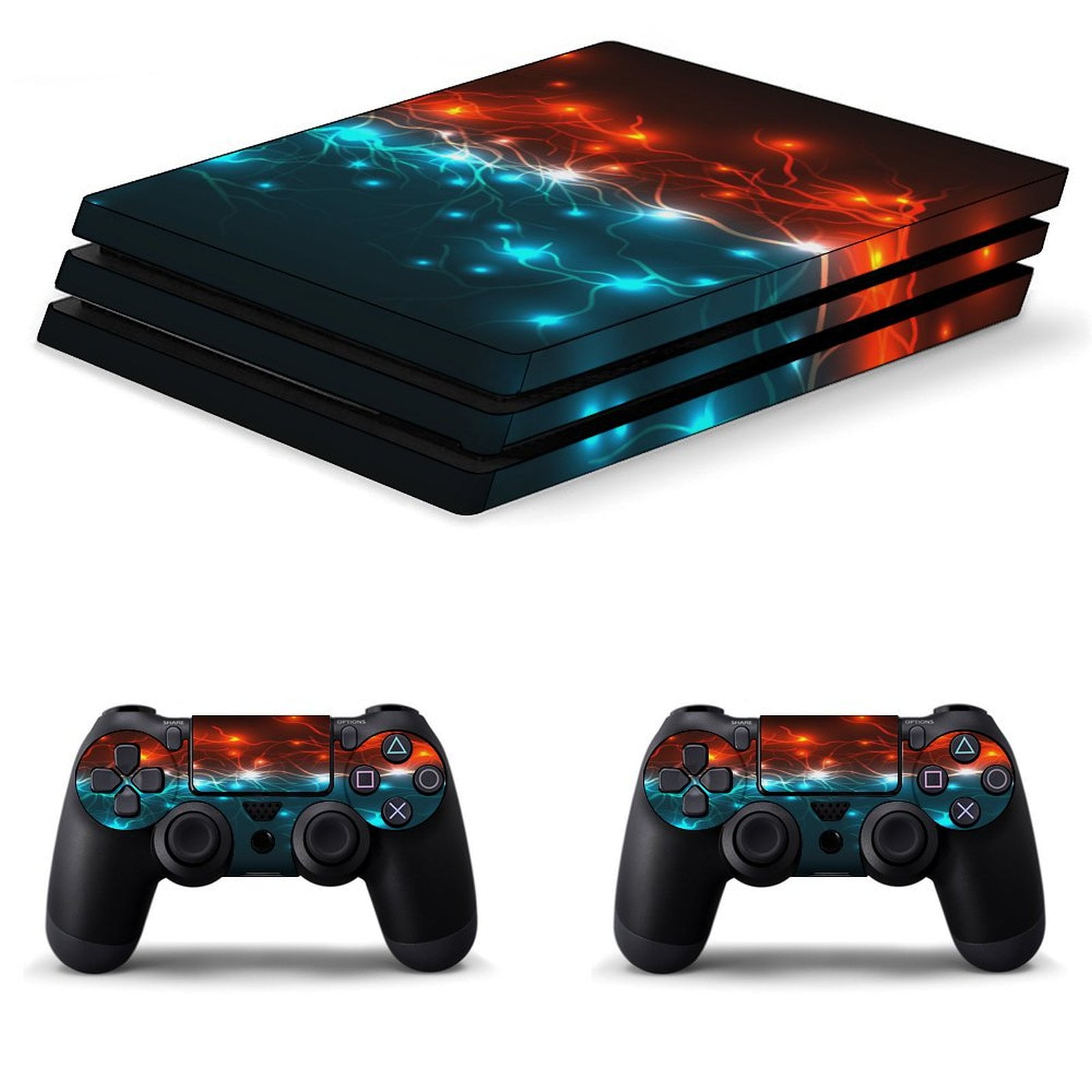 Abstract Red And Blue Lightning PS4/PS4 Pro/PS4 Slim Skin Sticker For ...