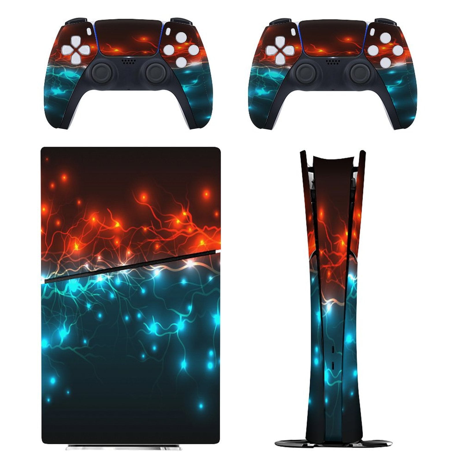 Abstract Red And Blue Lightning PS5/PS5 Pro/PS5 Slim Digital Disc Skin ...