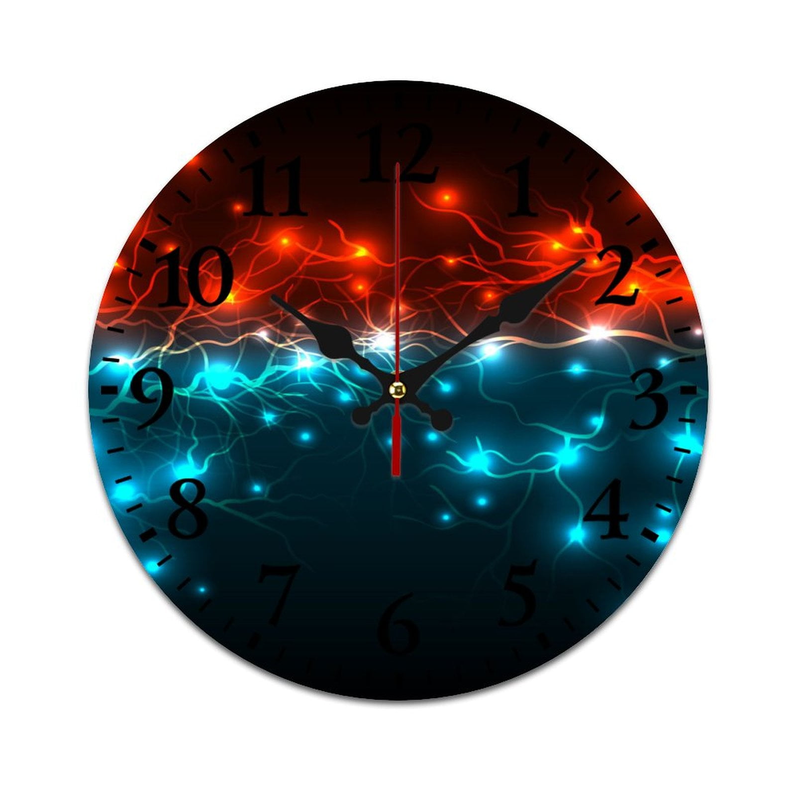 Abstract Red And Blue Lightning Wall Clock Modern Design Clocks Wall ...