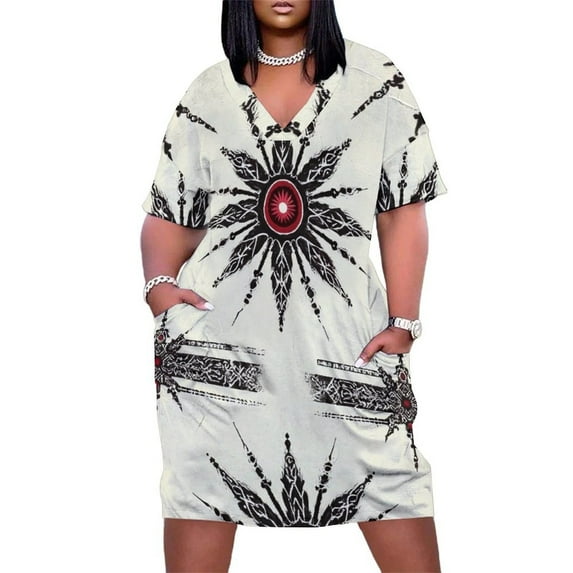 Abstract Red Black Art Design Loose Pocket Dress Dresses Summer Summer ...