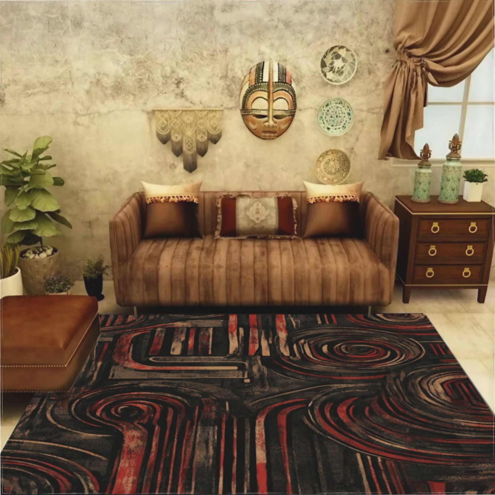 Abstract Red Black Art Light Luxury Home Carpets Living Room ration ...