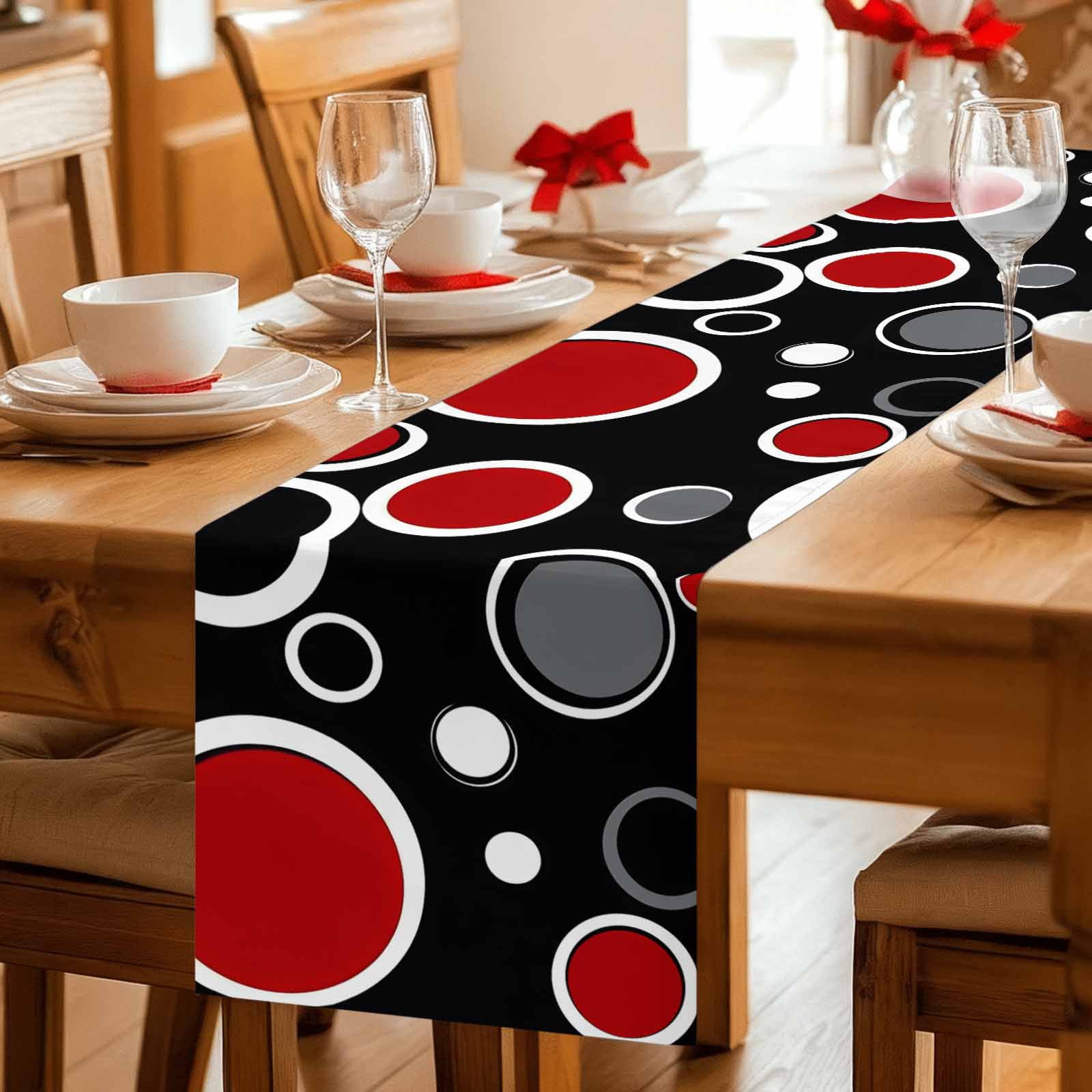 Abstract Red Black Circle Table Runner 36 Inches Long,Kitchen Dining ...