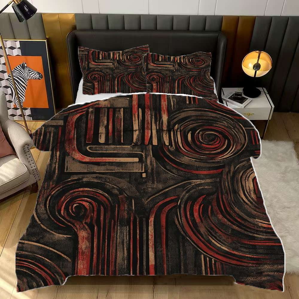 Abstract Red Black Design Art Comforter Set Twin Size Bedding Set For ...