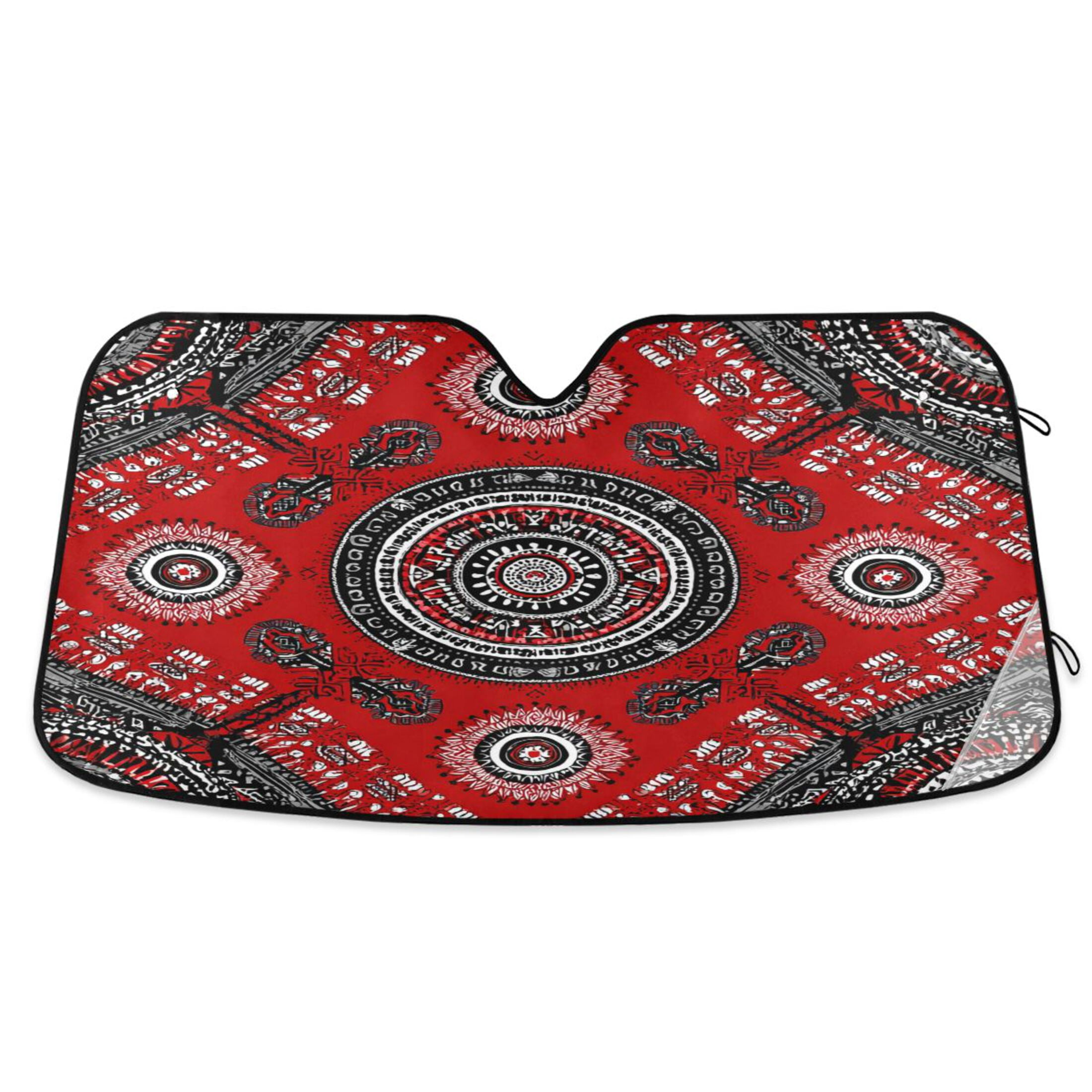 Abstract Red Black Geometric Pattern Windshield Sun Shade Automobile ...