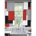 Abstract Red Black Grey White Color Block Sheer Curtains 2 Panels Set ...